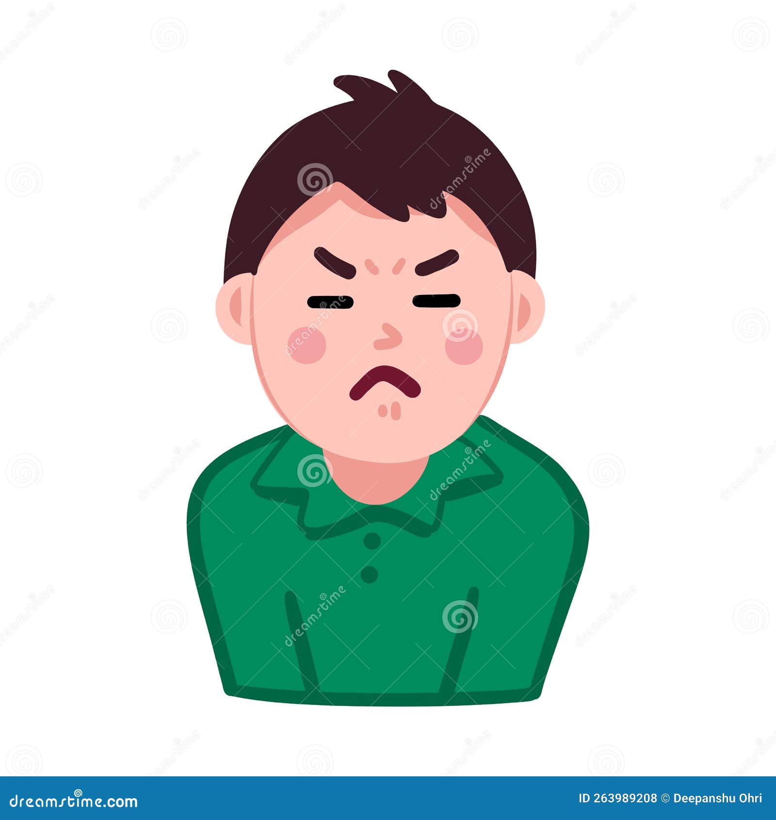 Fine Boy Angry and Sad Sticker Stock Vector - Illustration of male ...