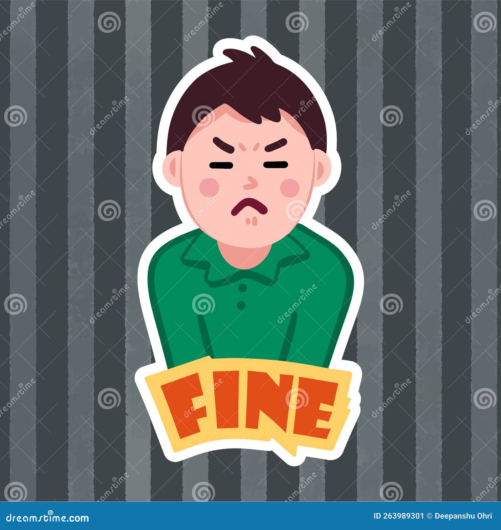 Fine Boy Angry and Sad Sticker Stock Vector - Illustration of quote ...