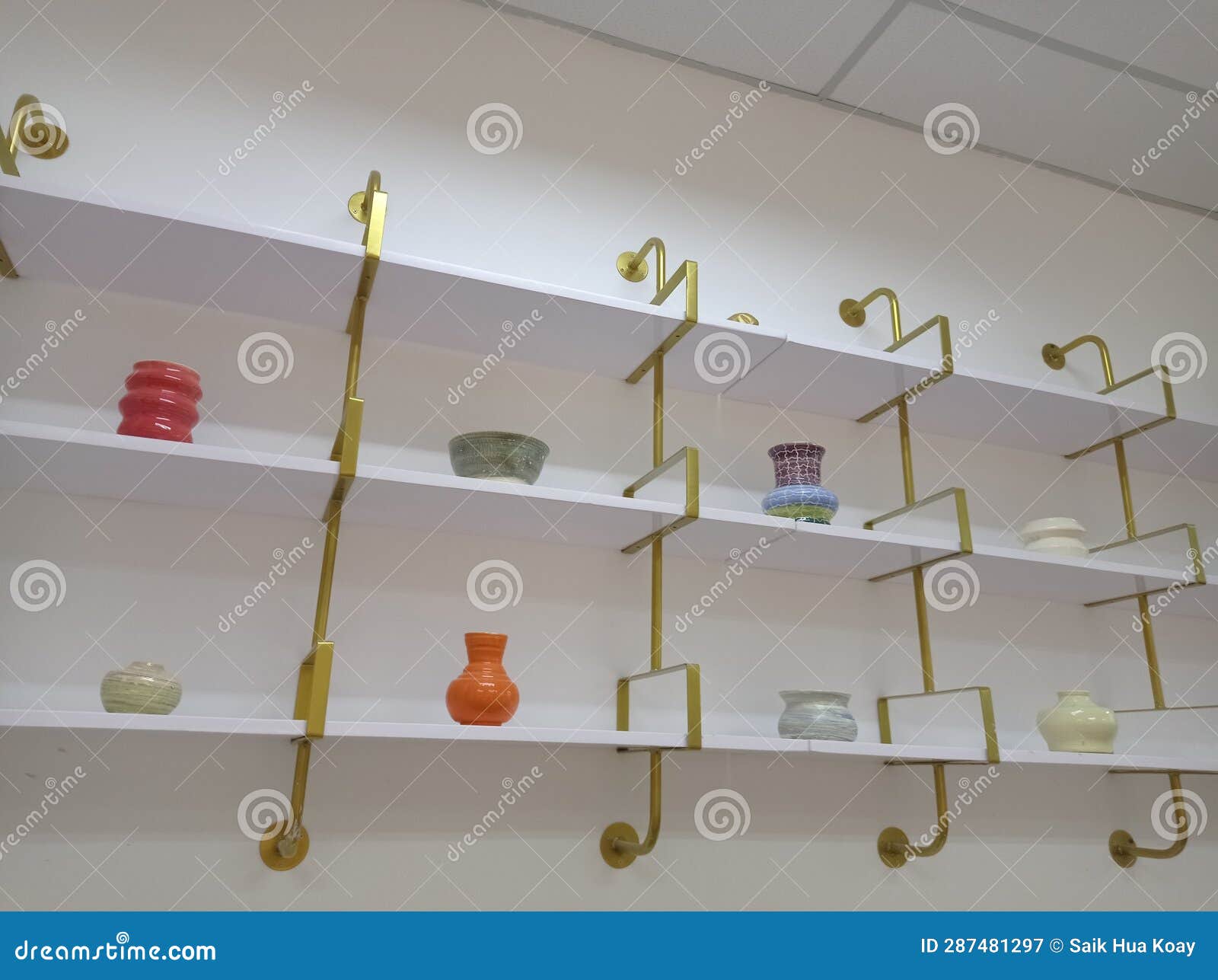 Fine Pottery Display on Racks Colourful Stock Image - Image of fine ...