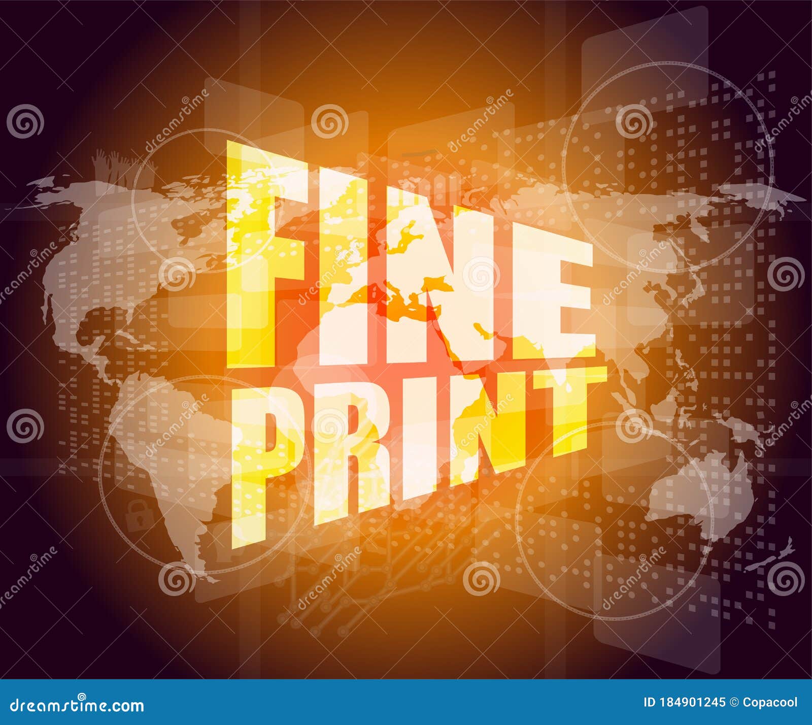 Fine Print Words on Digital Touch Screen Interface Stock Illustration ...