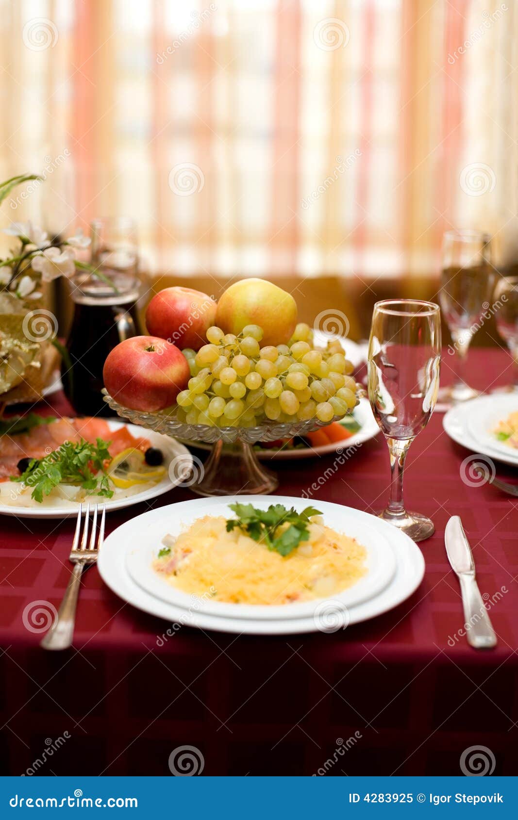 Fine Table Setting in Gourmet Restaurant Stock Image - Image of lunch ...
