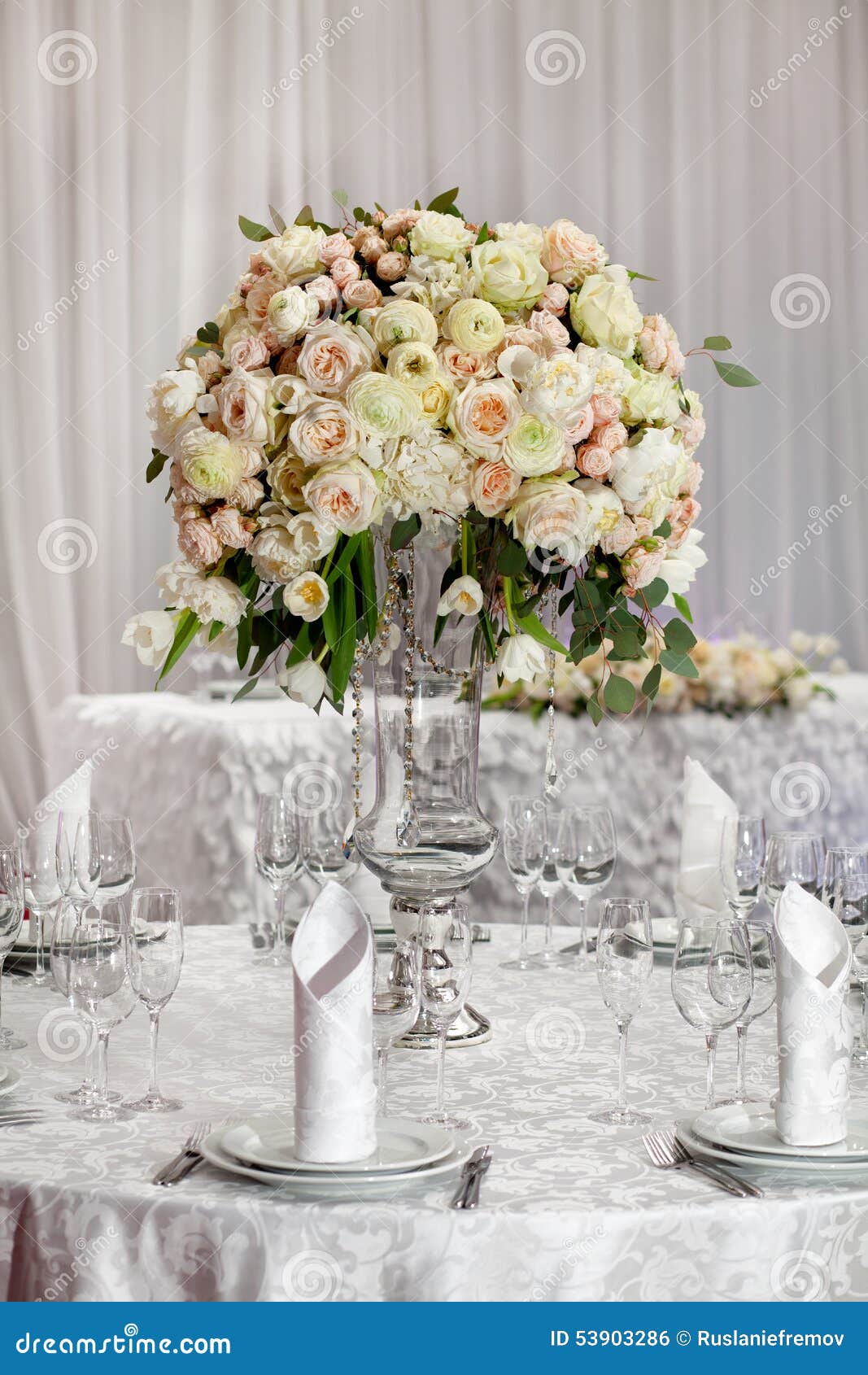 Fine Table Setting with Roses Stock Photo - Image of roses, decoration ...