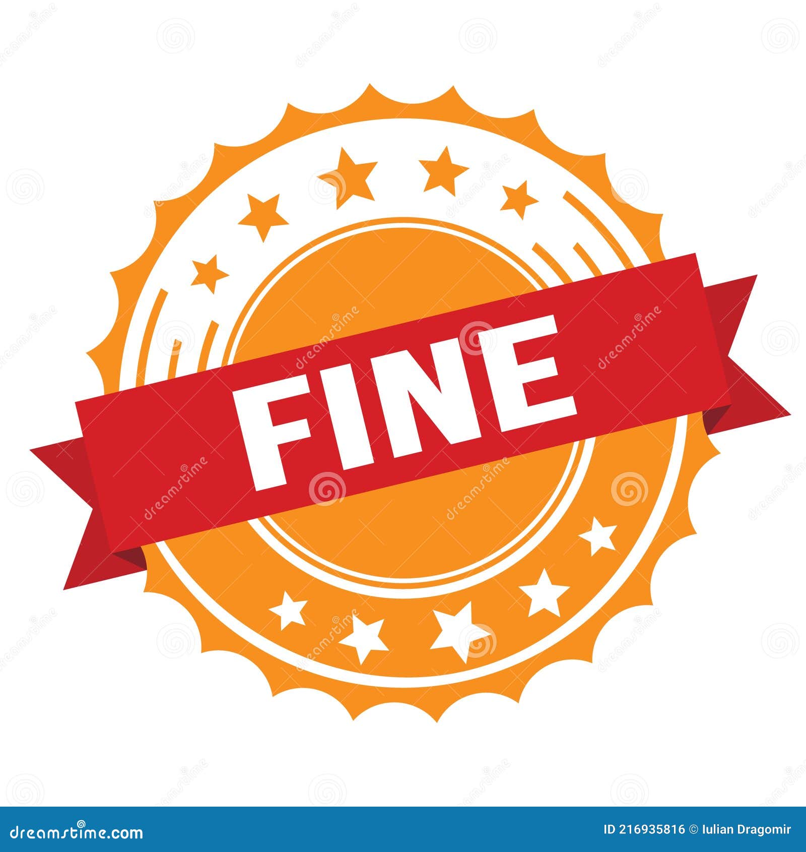 FINE Text on Red Orange Ribbon Stamp Stock Illustration - Illustration ...