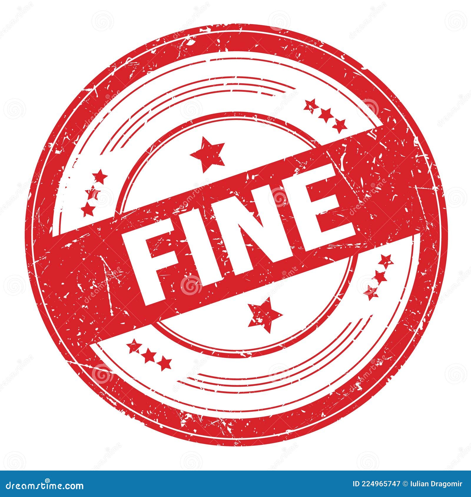 FINE Text on Red Round Grungy Stamp Stock Illustration - Illustration ...