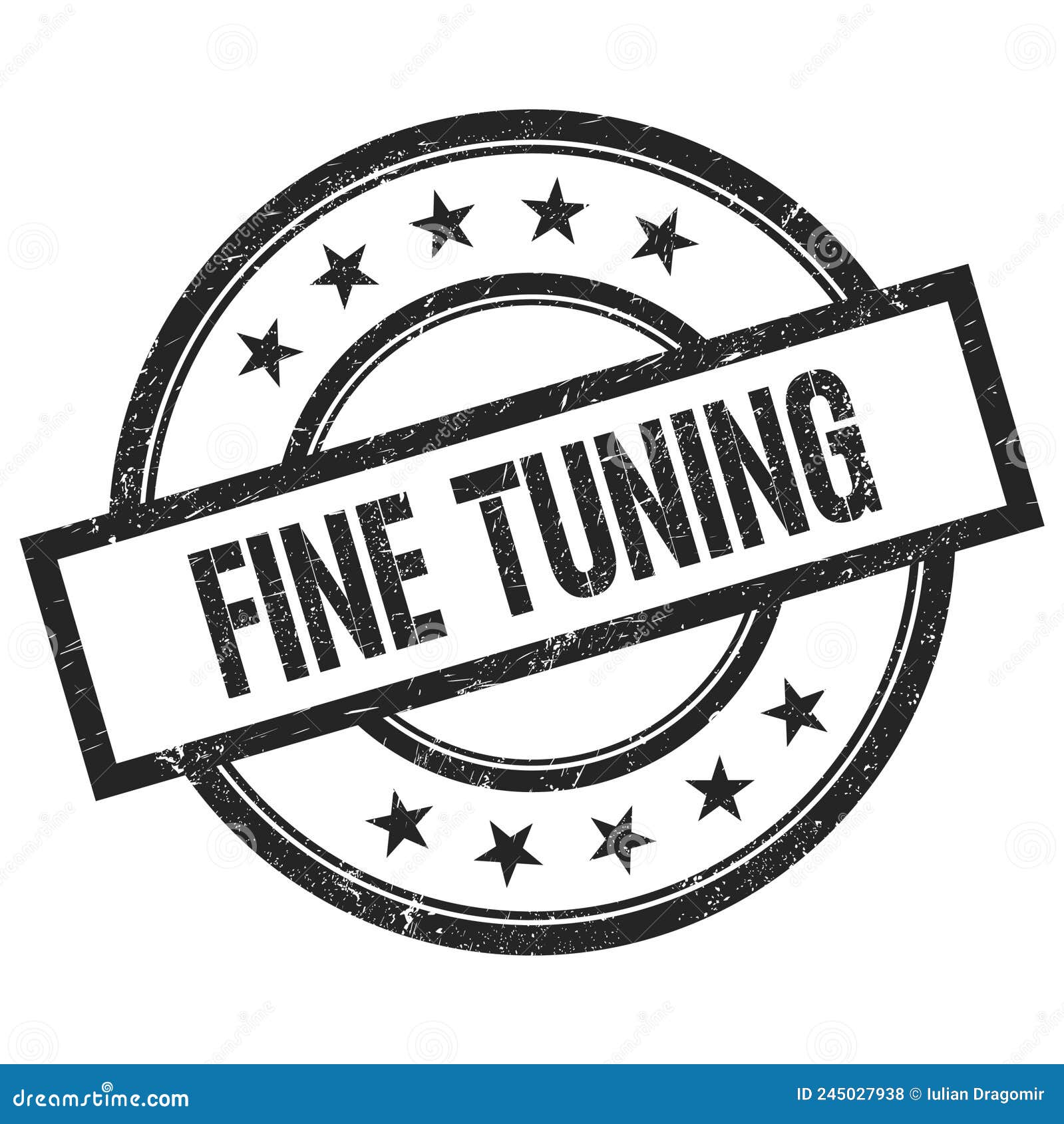 FINE TUNING Text Written on Black Vintage Round Stamp Stock ...