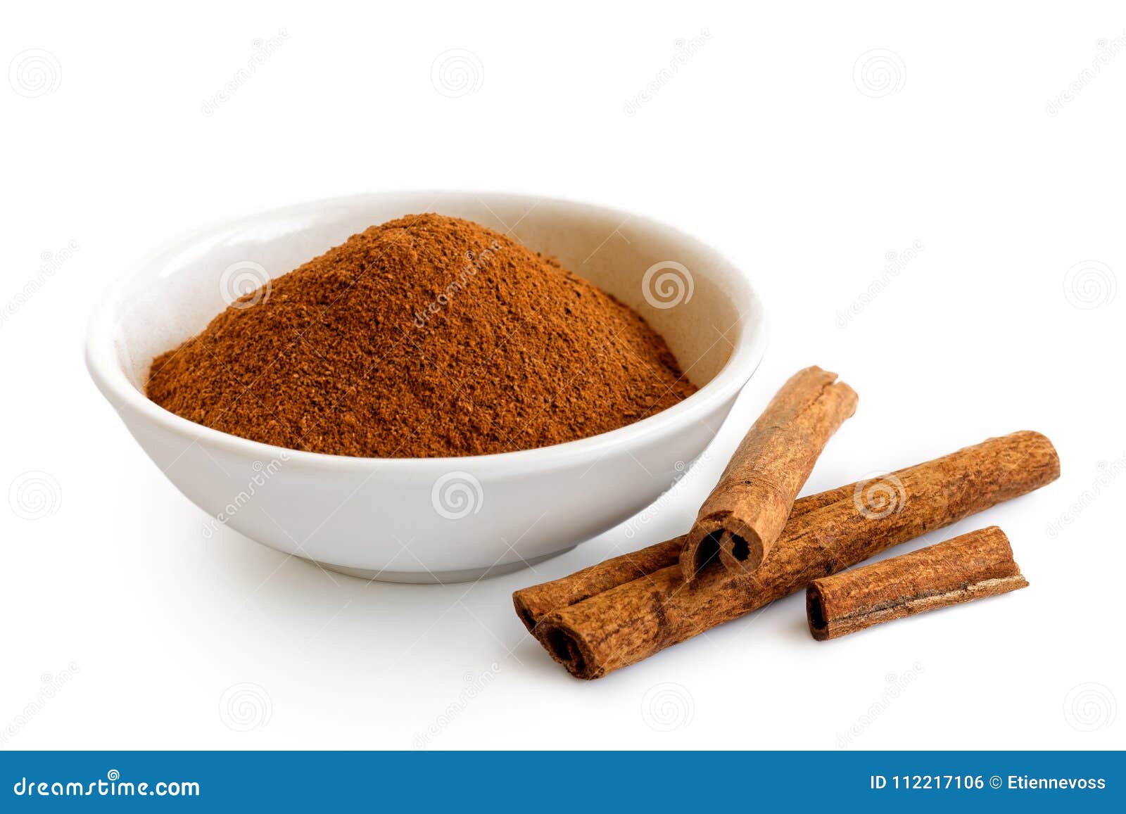 Finely Ground Cinnamon in White Ceramic Bowl Isolated on White. Stock ...