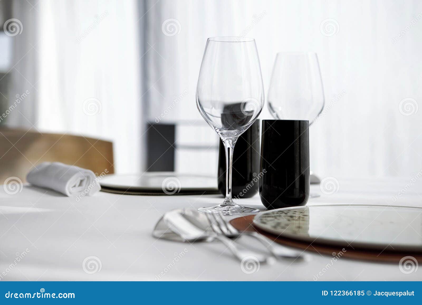 Dinner table set stock image. Image of fine, luxurious - 122366185