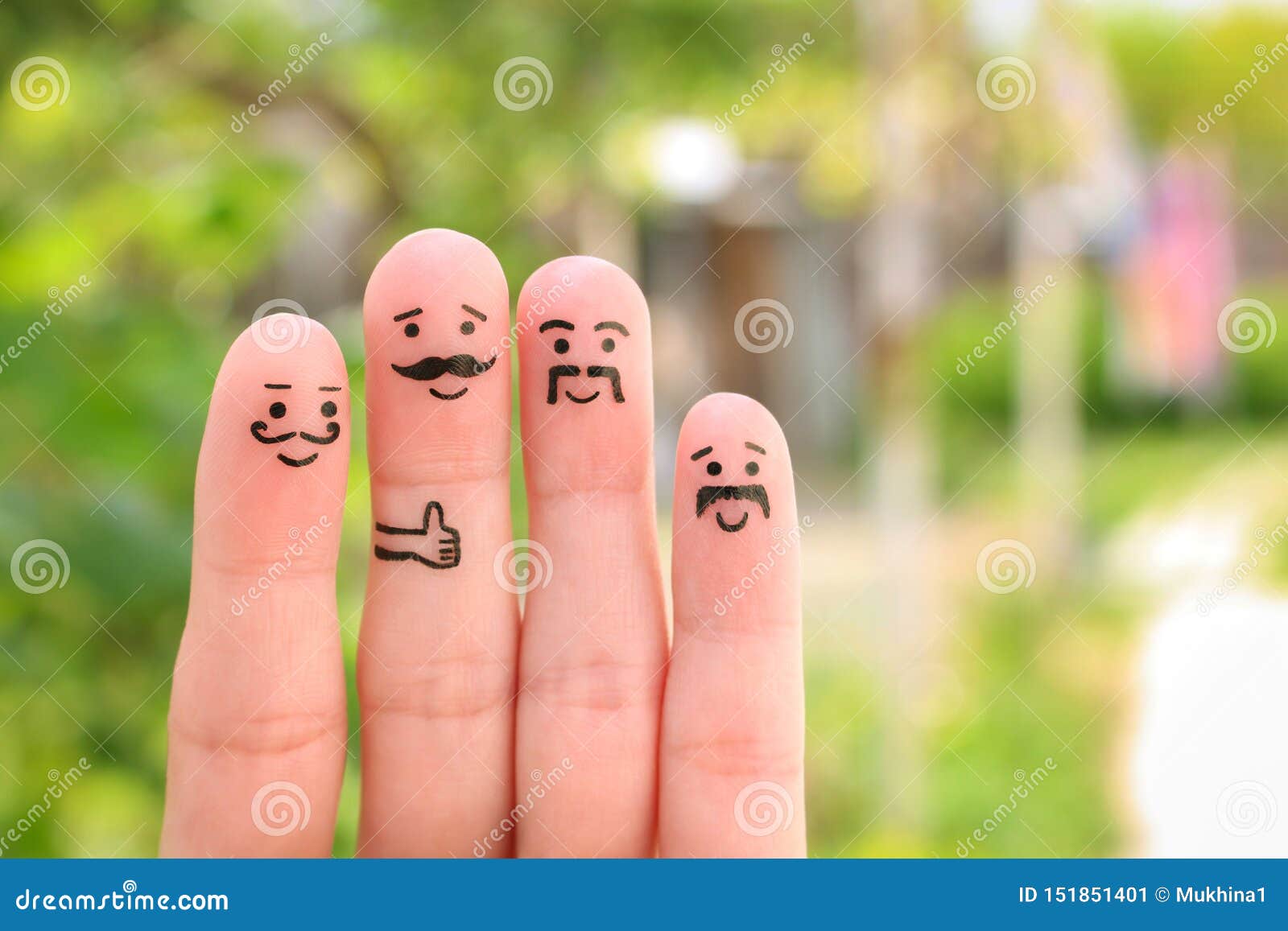 Fingers Art of Happy Men with Mustache Stock Image - Image of emotion ...