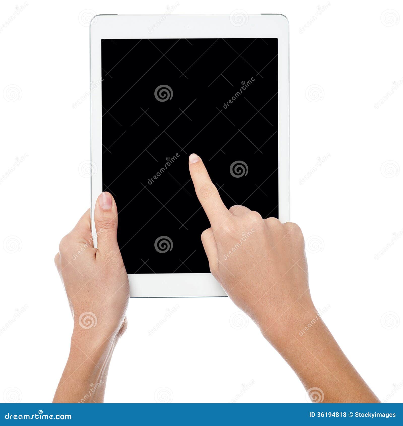 Finger Being Pointed on Tablet Screen Stock Photo - Image of operating ...