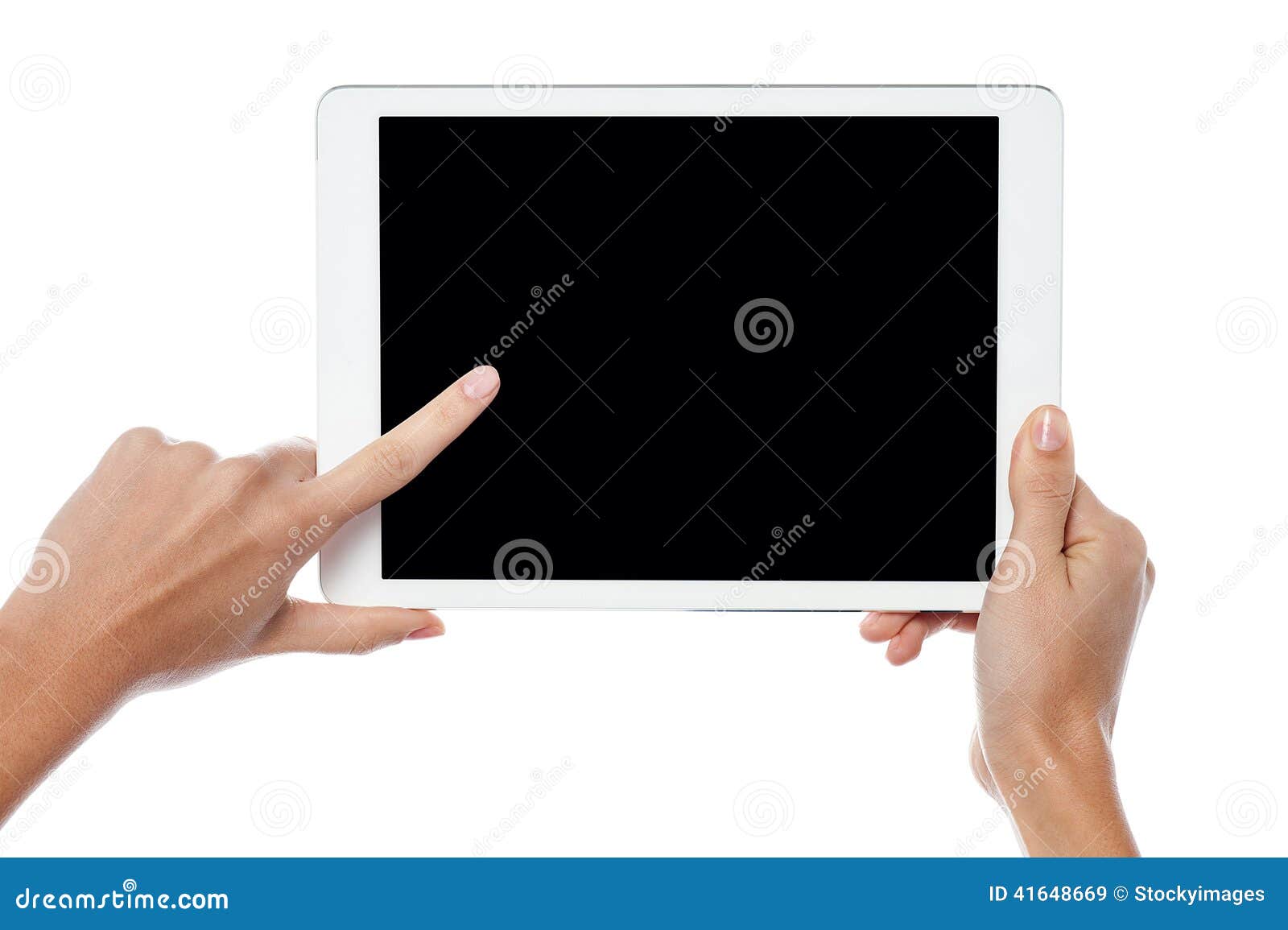 Finger Being Pointed on Tablet Screen Stock Image - Image of hands ...