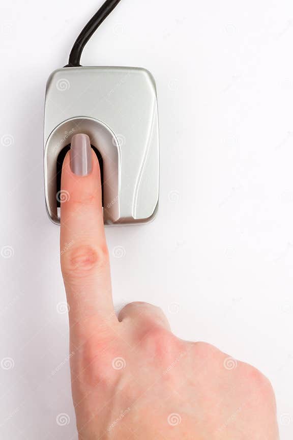 Finger on Biometric Scanner Stock Photo - Image of forensics, privacy ...