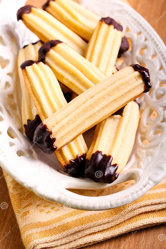 Finger Biscuits Coated in Chocolate Glaze Stock Image - Image of ...