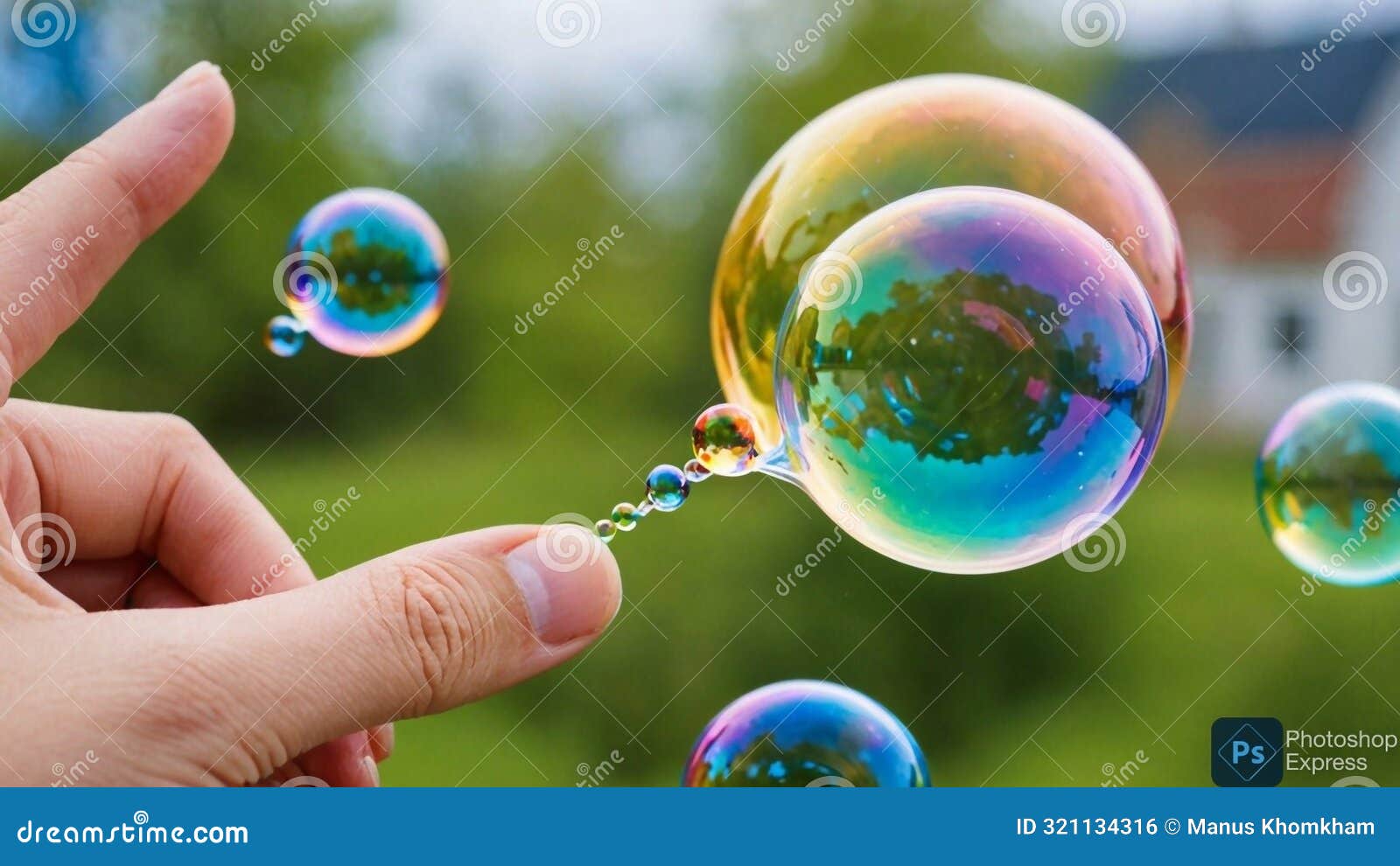 Finger With Bubble Generate Ai Stock Photo | CartoonDealer.com #321134316