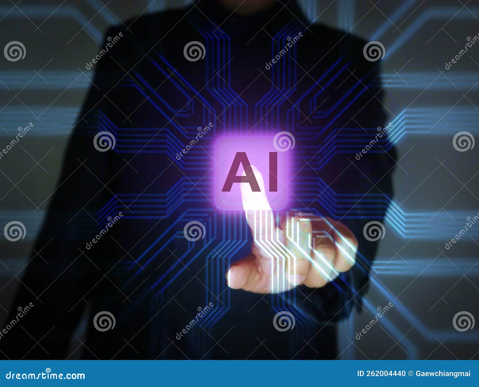 Finger of Business Man Touche and Activate AI Learning and Artificial ...