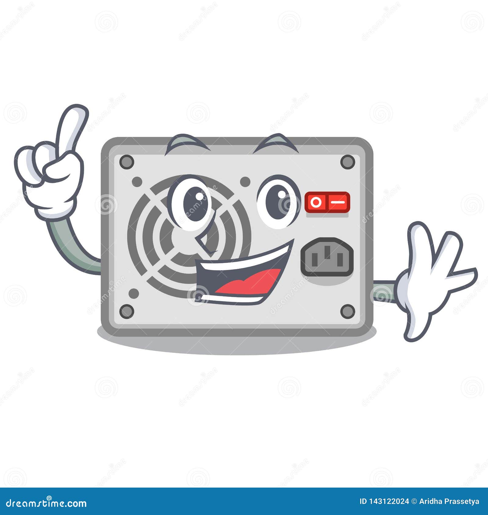 Finger Cartoon Power Supply on the Computer Stock Vector - Illustration ...