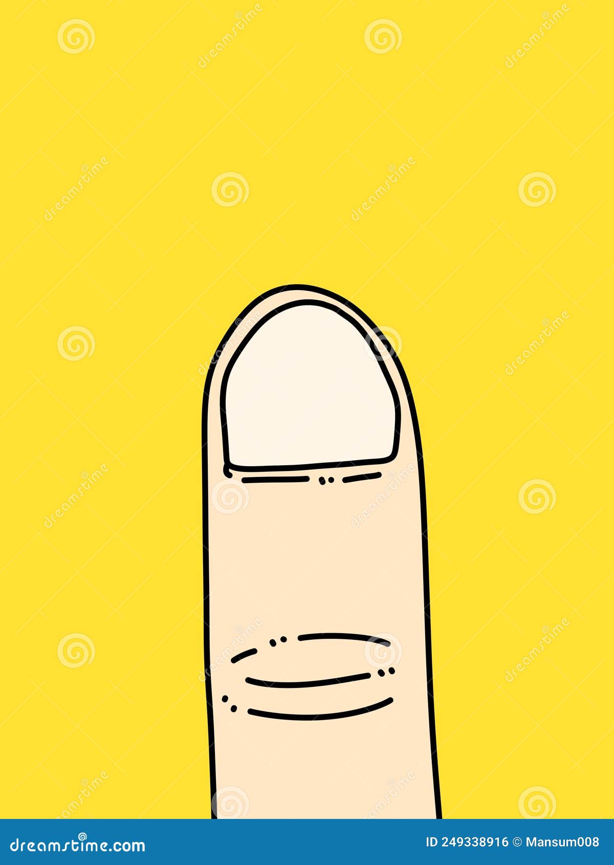 Finger Cartoon on Yellow Background Stock Illustration - Illustration ...