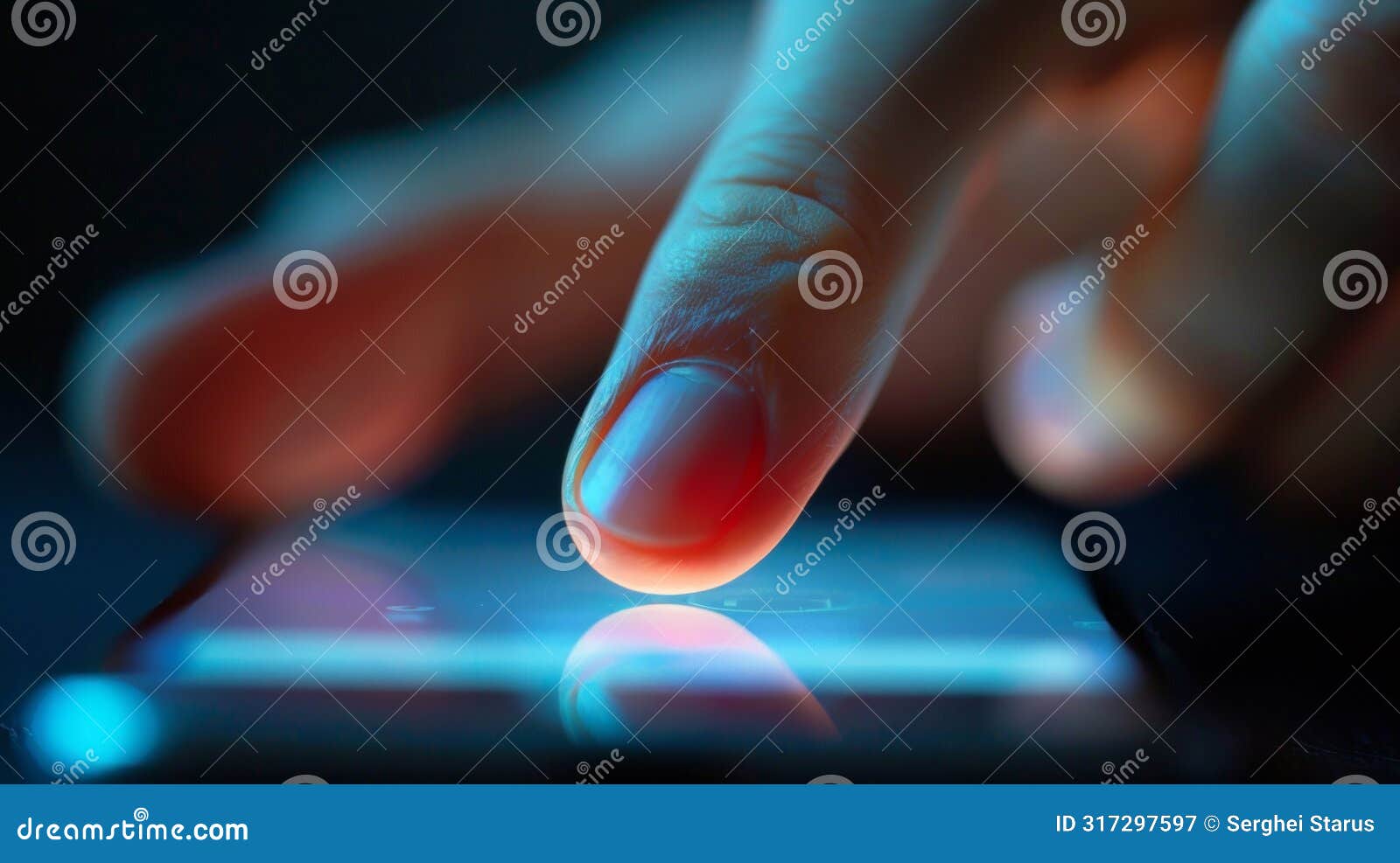 A Finger on a Cell Phone Screen with the Tip of it Touching Something ...