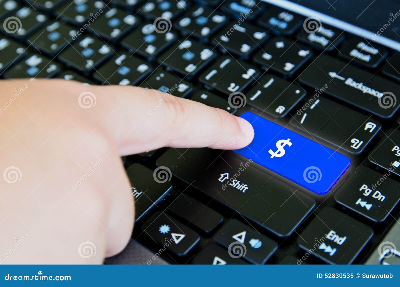 Finger of Child Pushing the Button of Keyboard Stock Image - Image of ...