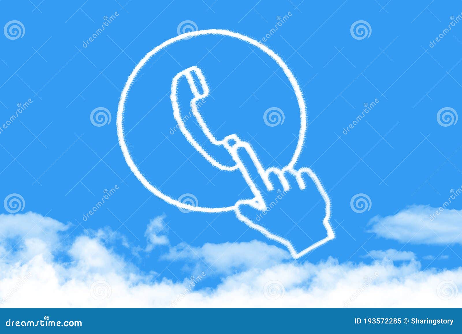 Finger Click Phone Cloud Shape Stock Image - Image of phone, handset ...