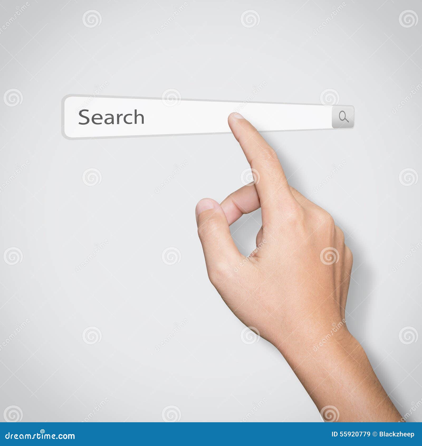 Finger Click On Search Toolbar Browser Isolated White Backgr Royalty ...