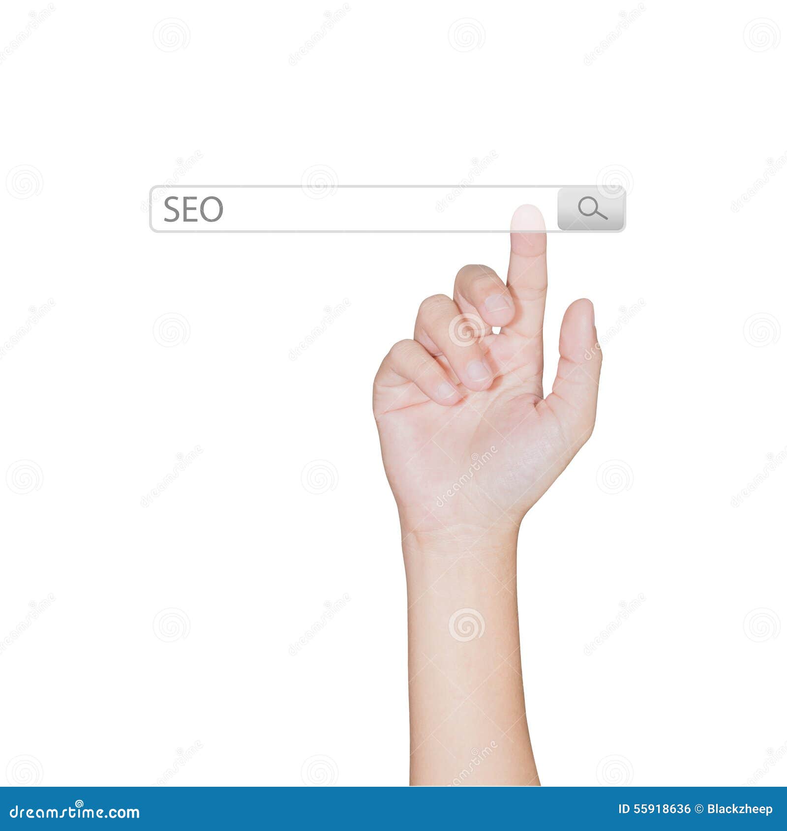 Finger Click On Search Toolbar Browser Isolated White Backgr Royalty ...