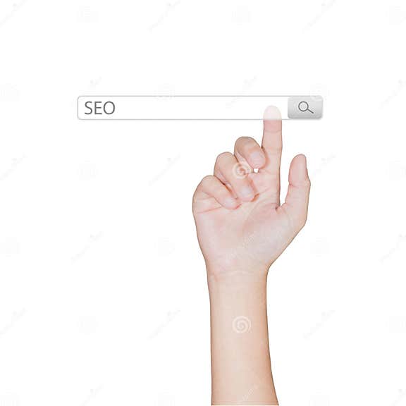Finger Click on Search Toolbar Isolated White Background Stock Photo ...
