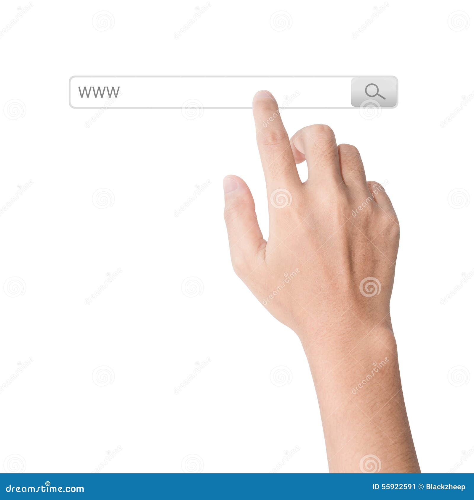 Finger Click On Search Toolbar Browser Isolated White Backgr Royalty ...