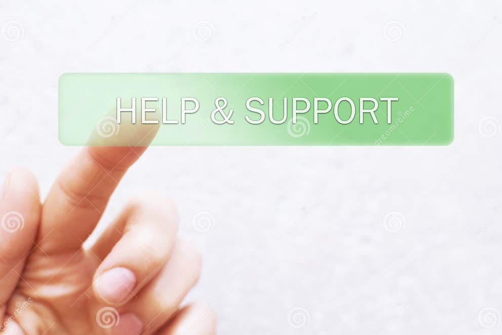 Finger Clicking on Help and Support Button Stock Photo - Image of ...