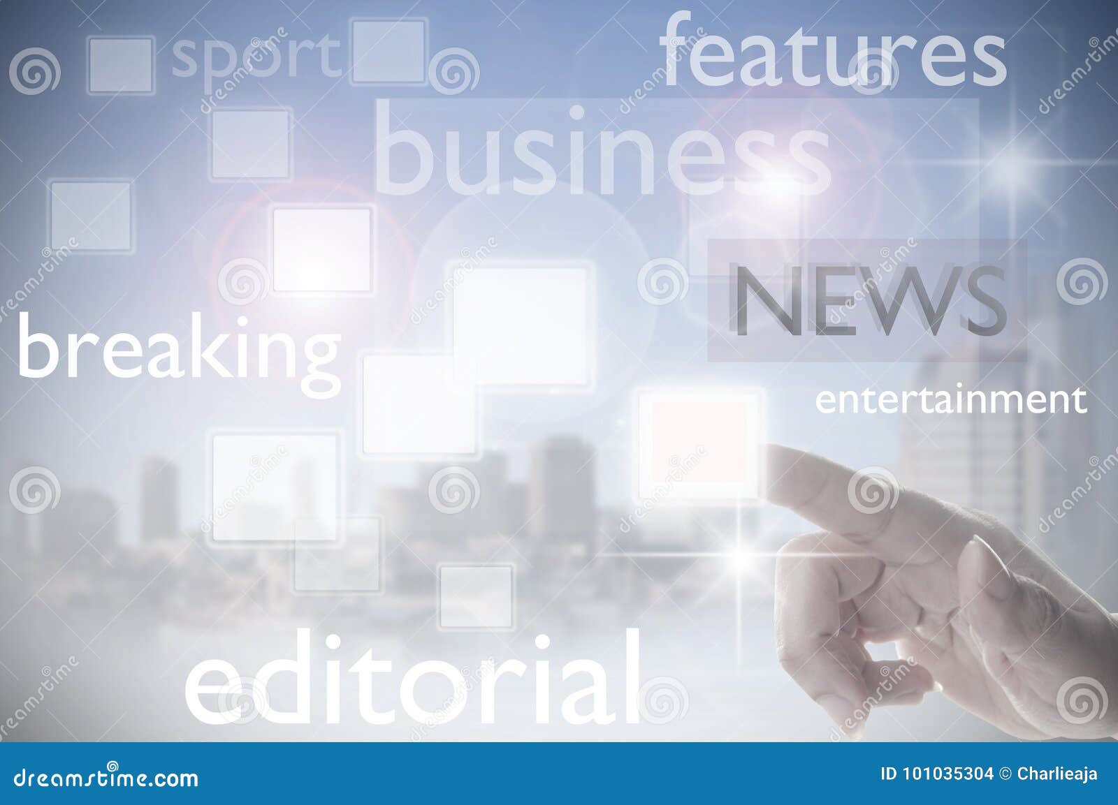 News touchscreen interface stock photo. Image of pushing - 101035304