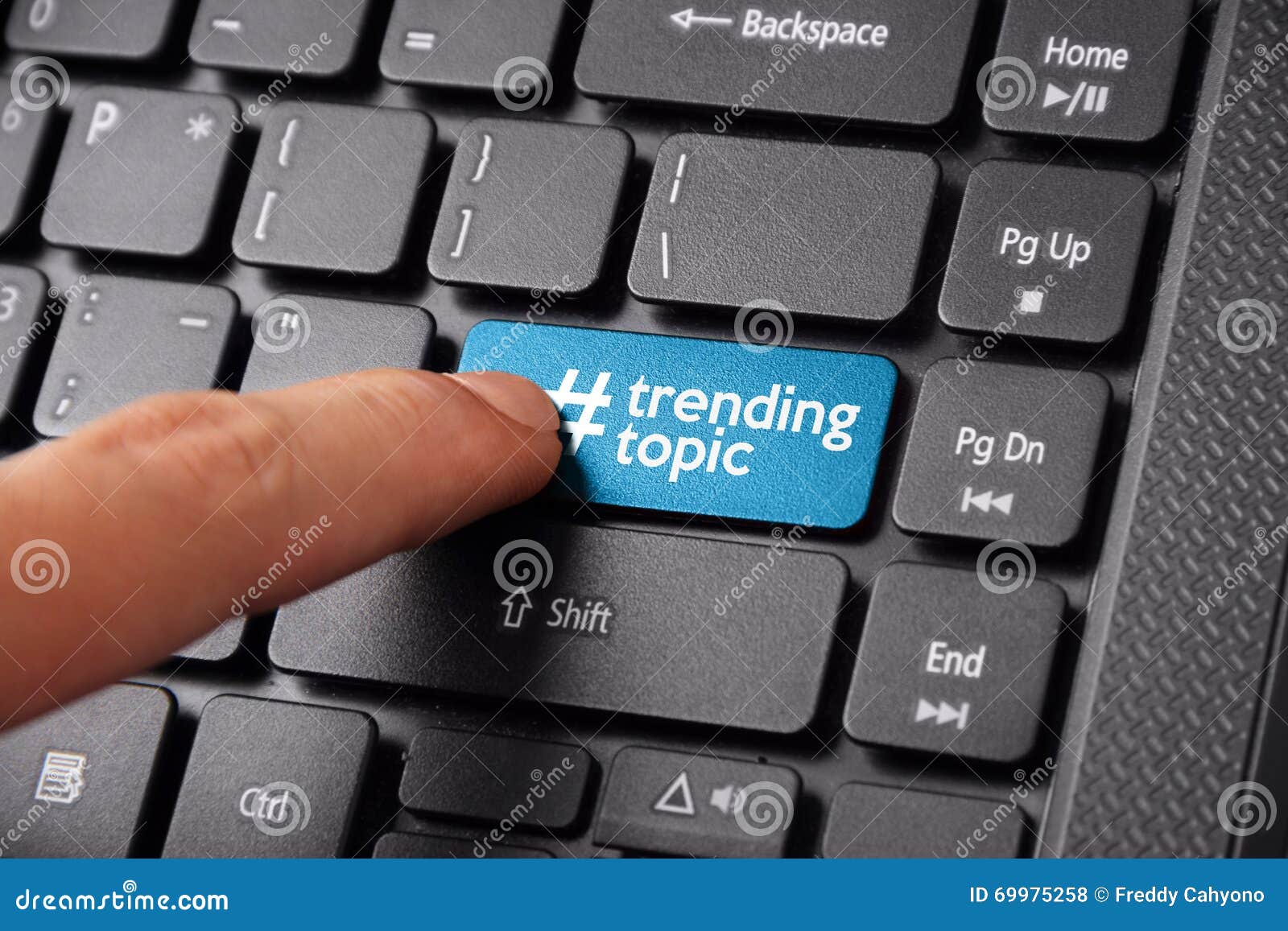 Finger Clicking Trending Topic on Keyboard Stock Photo - Image of ...