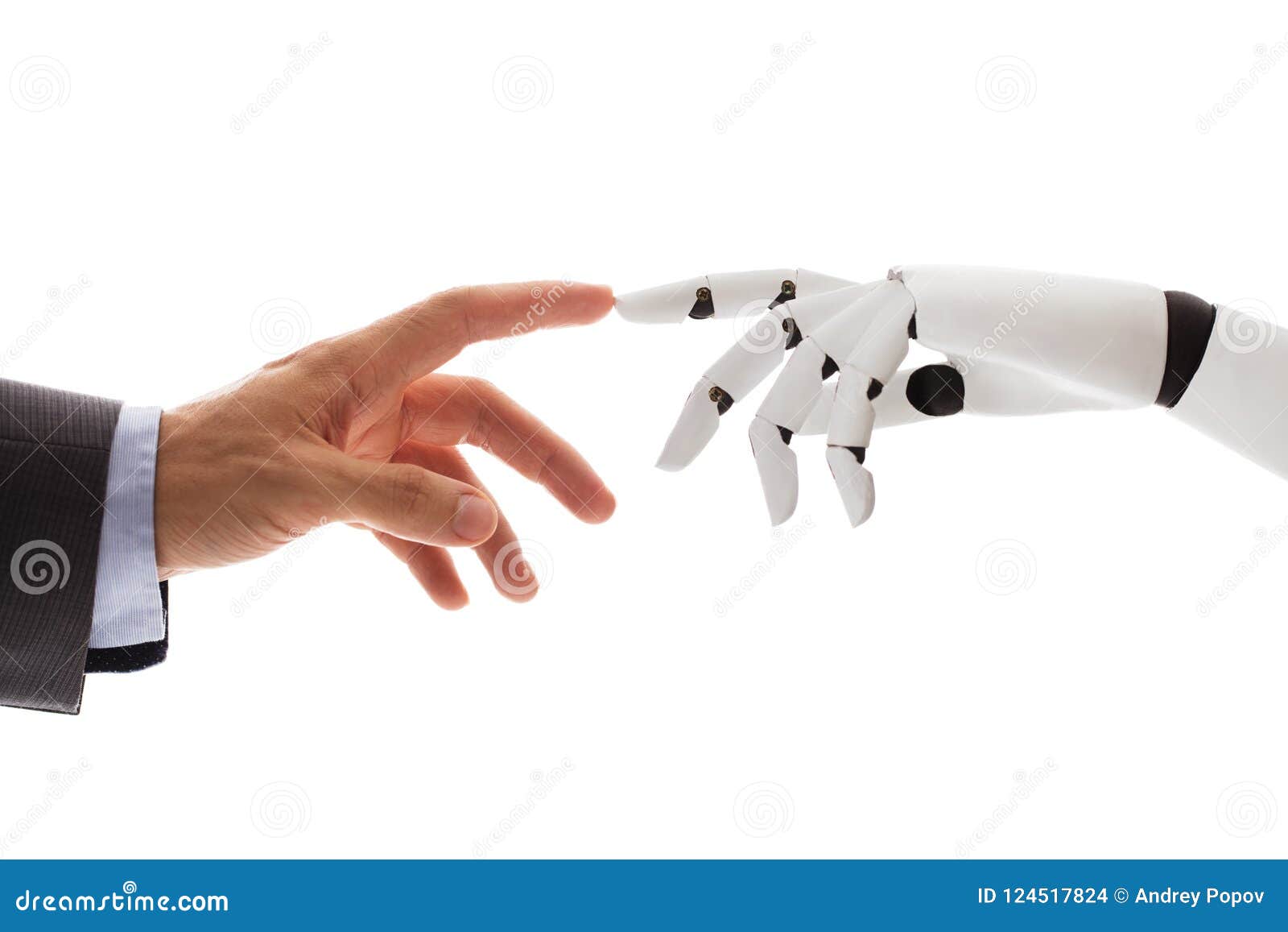 Finger De Finger Touching Robotic Del Empresario Foto de archivo ...
