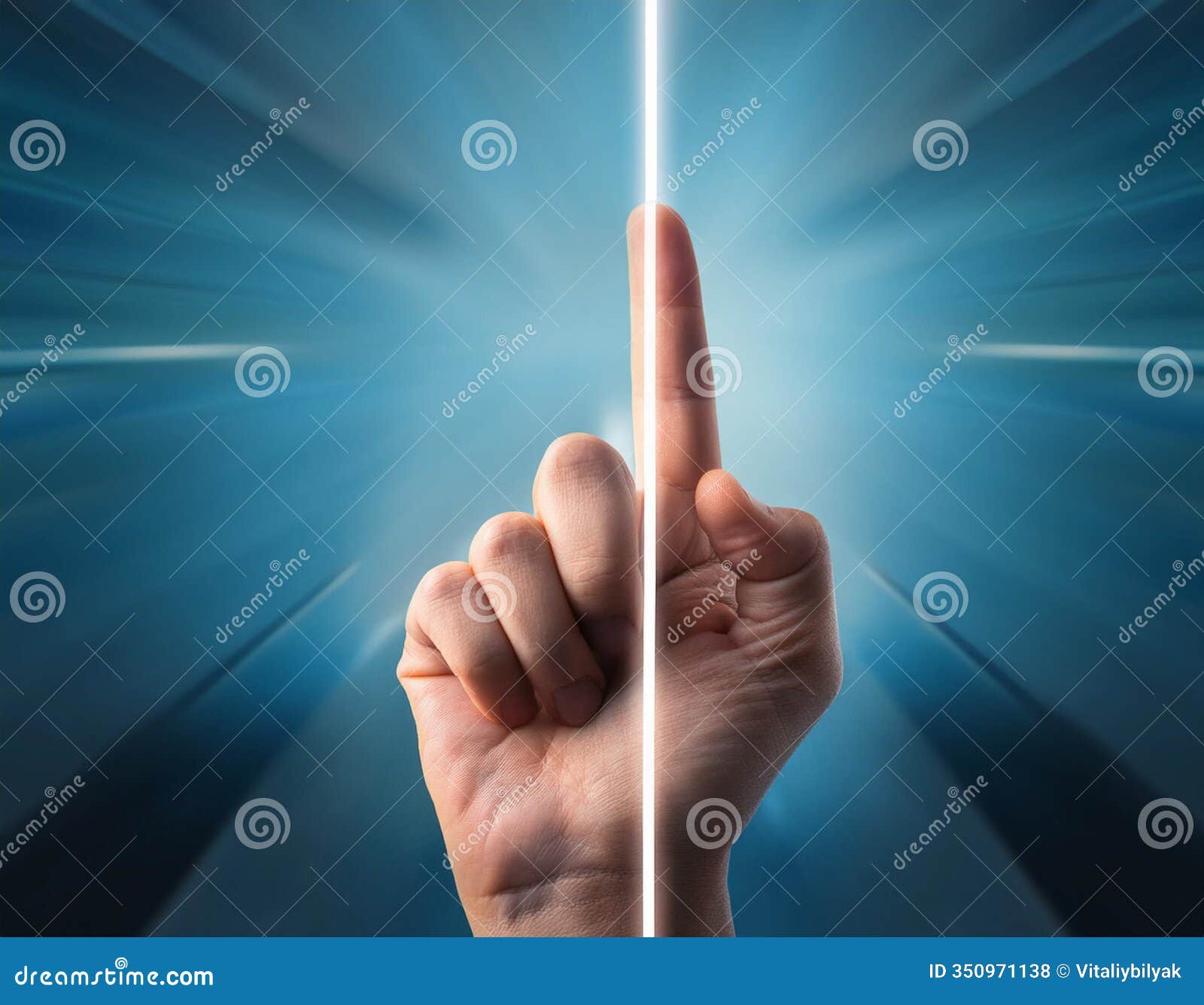 Finger Divided by a Blurred Line, Indicating a Decision Point or a ...