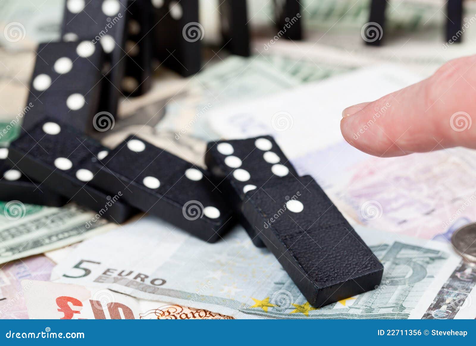 Fallen Dominoes Domino Effect Lose Fail Concept Black Background ...