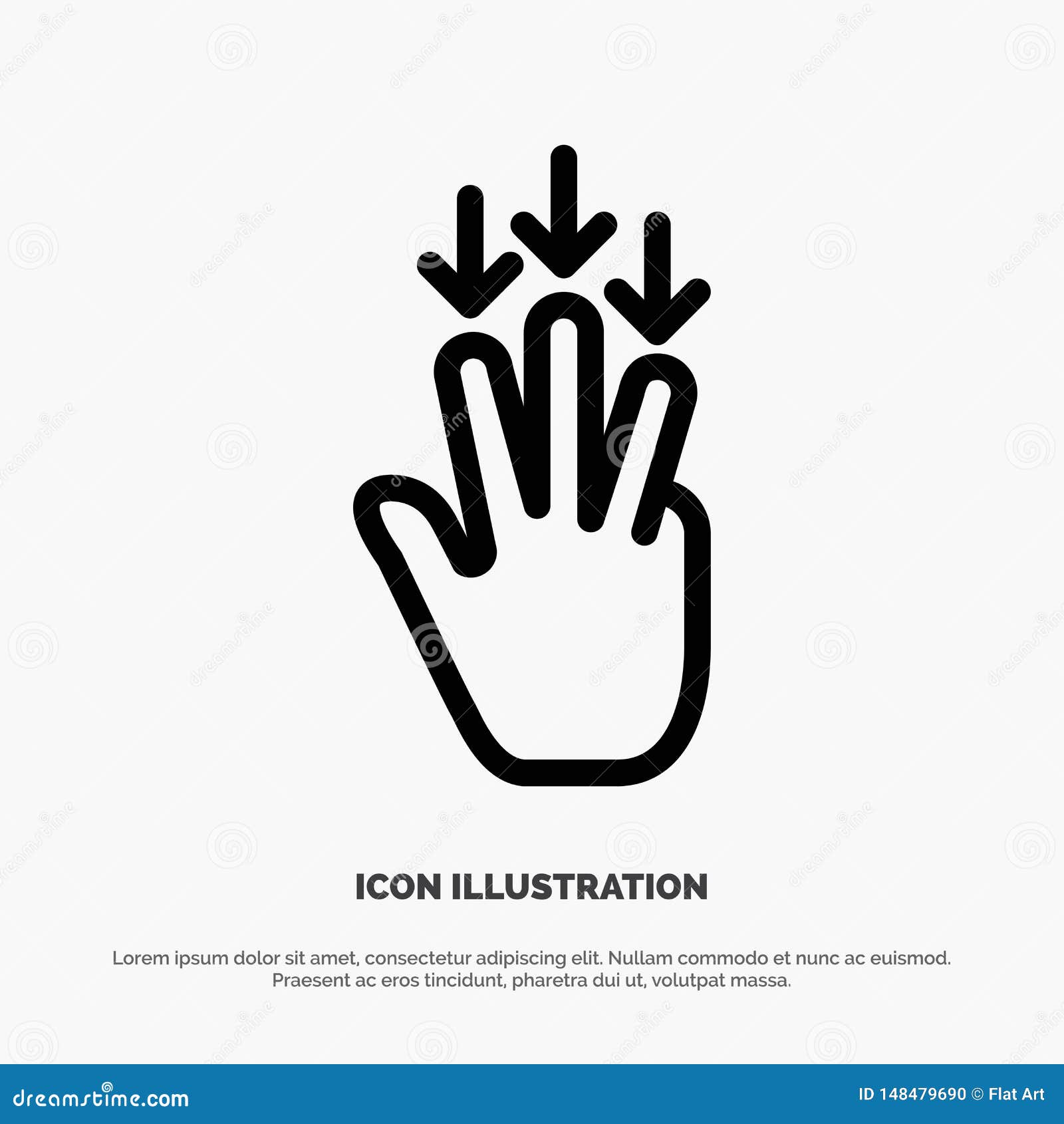 Finger, Down, Arrow, Gestures Line Icon Vector Stock Vector ...