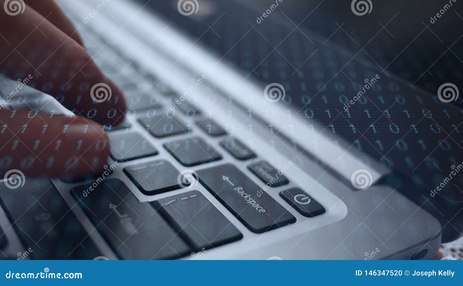Finger Dramatically Presses the Backspace Button on Laptop with Binary ...