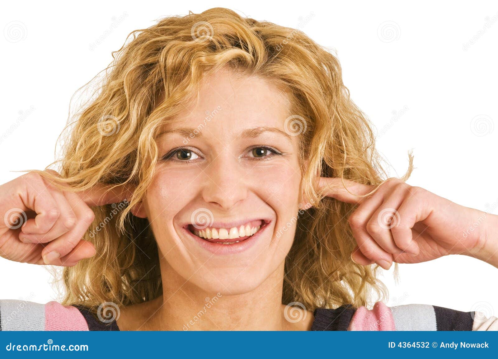 Finger in the ears1 stock photo. Image of person, grin - 4364532