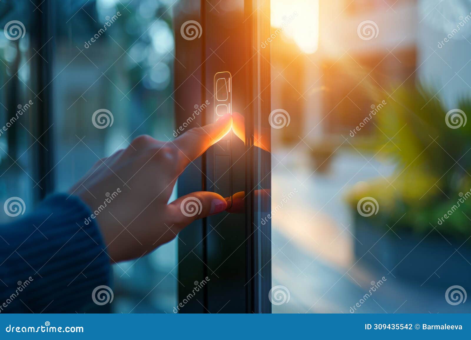 Finger Entering Password Code on the Touch Screen Keypad Entry Door ...