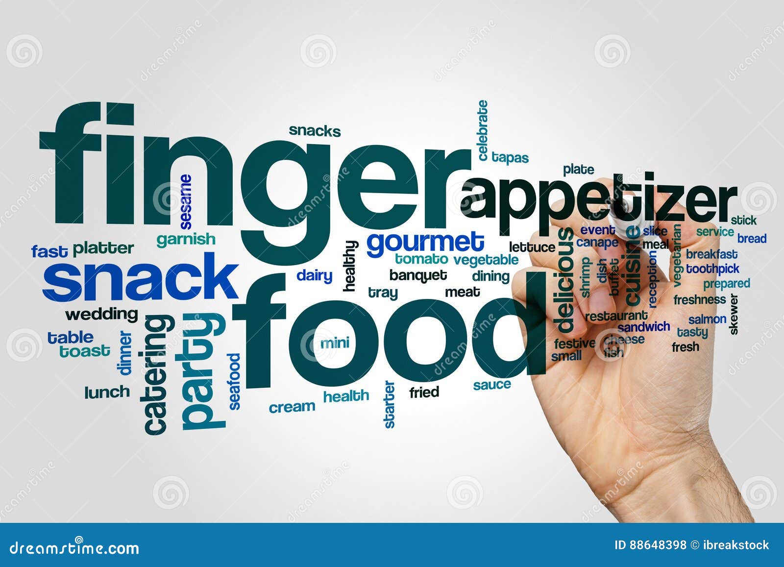 Finger Food Word Cloud Concept on Grey Background Stock Illustration ...