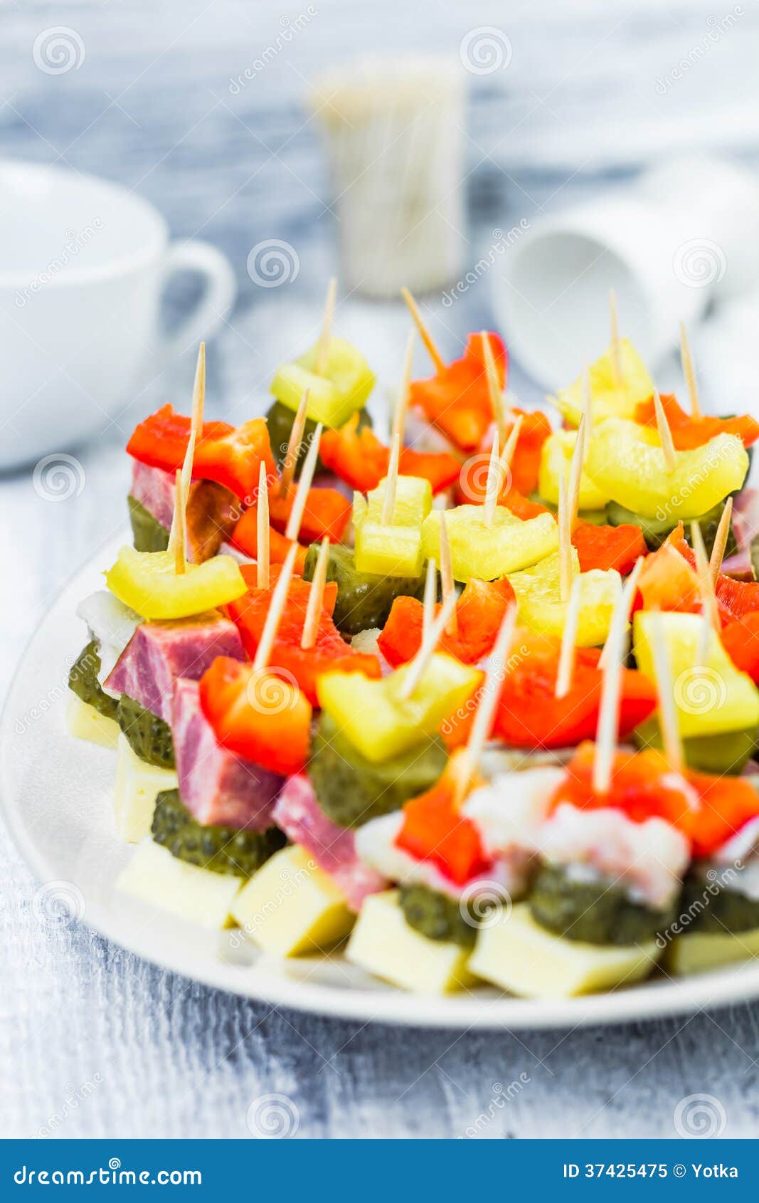 Finger Foods Toothpicks Appetizer Stock Image - Image of restaurant ...