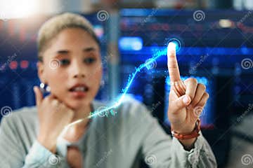 Finger, Future and Digital Transformation with a Woman Programmer in an Office for Cyberspace ...