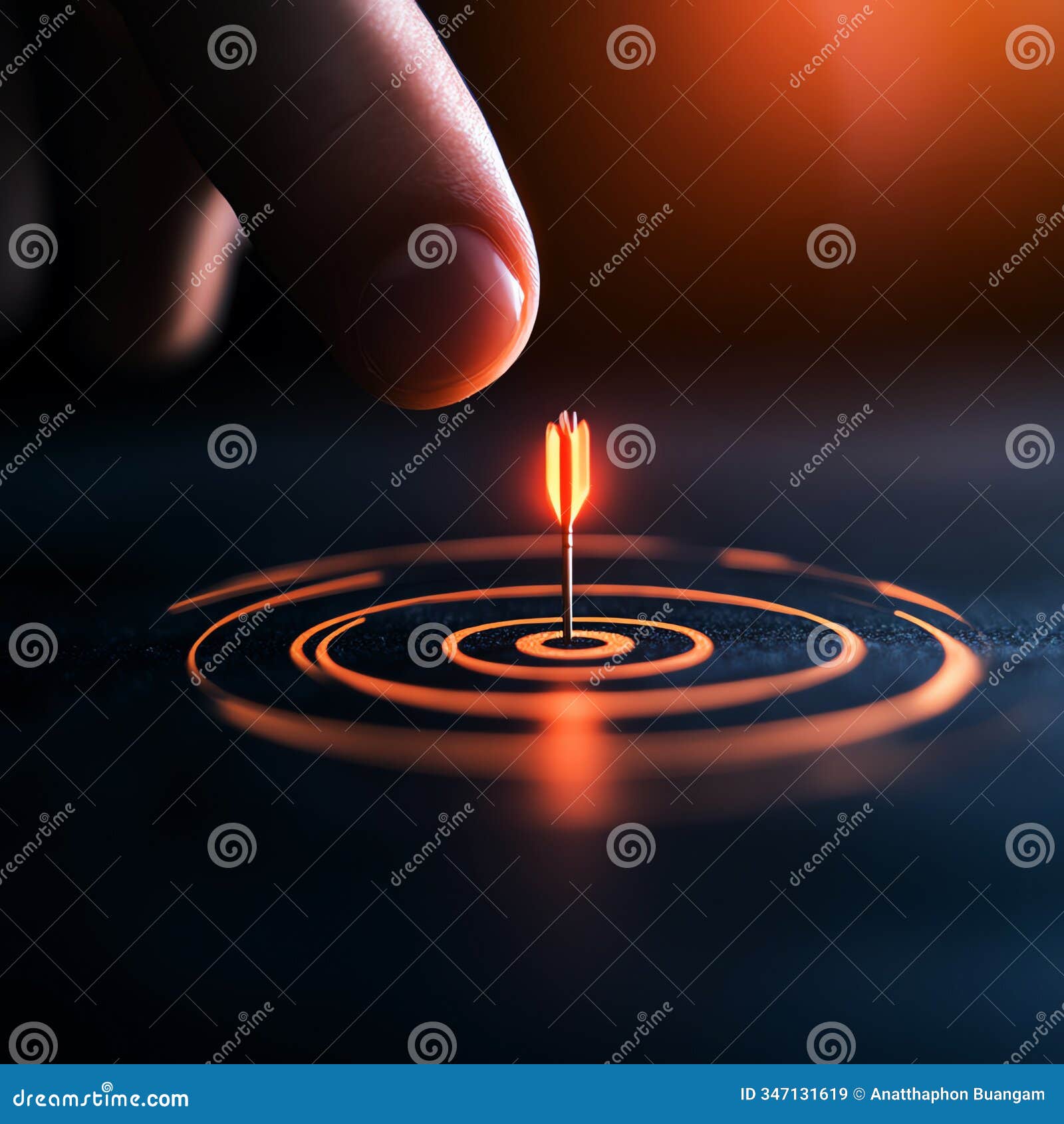 Finger Gently Touches Glowing Pointer, Creating Concentric Ripples in ...