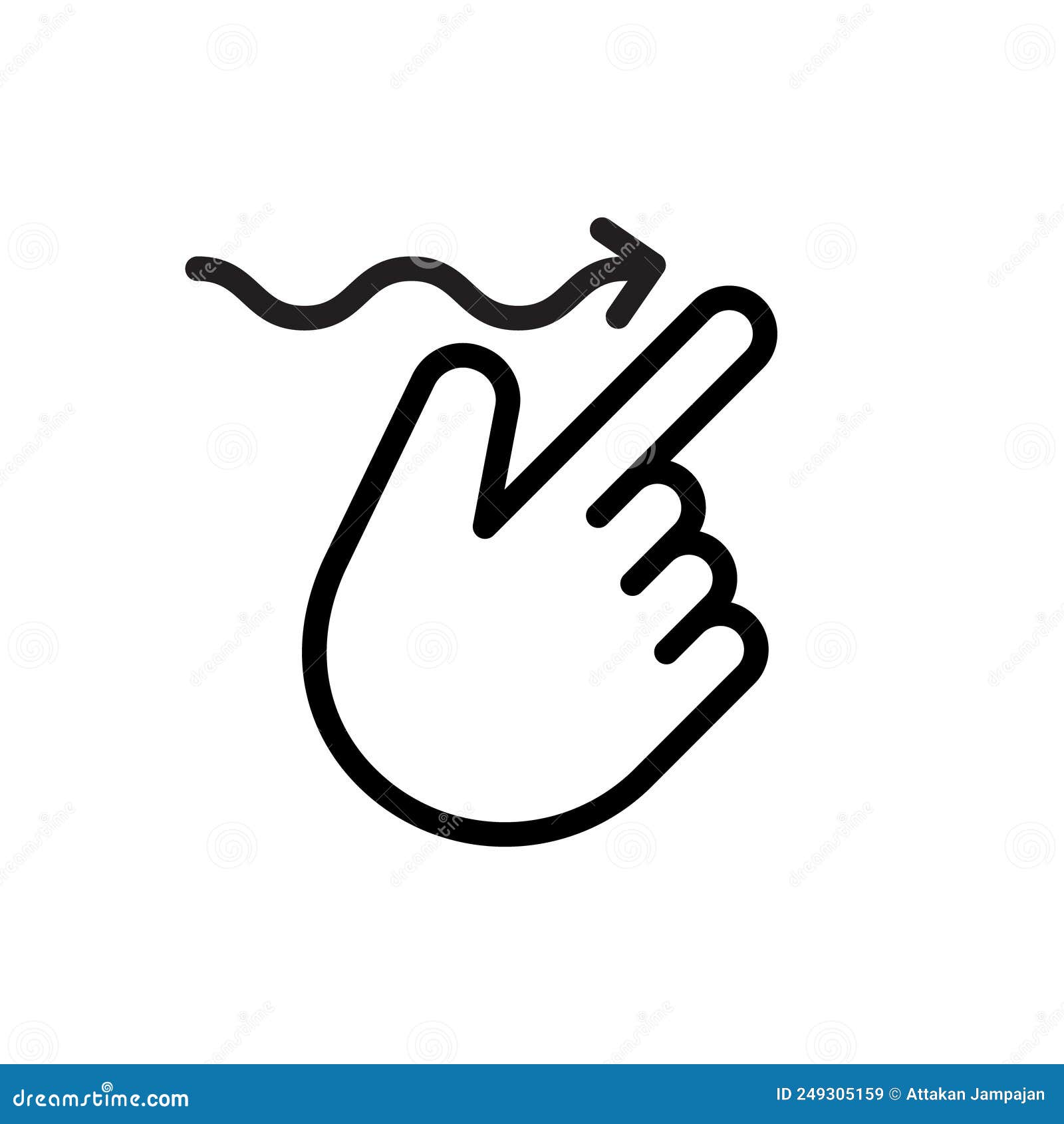 Finger gesture swipe right stock vector. Illustration of black - 249305159
