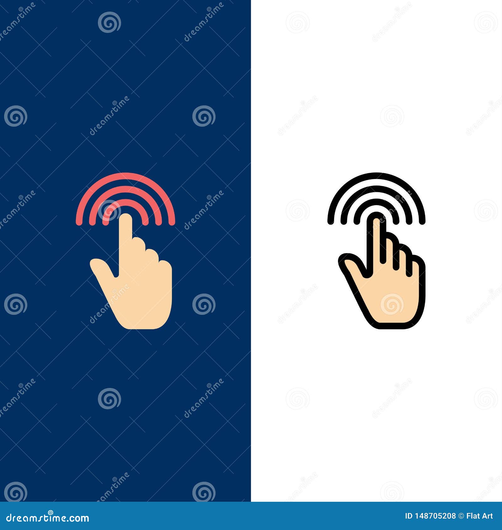 Finger, Gestures, Hand, Interface, Tap Icons. Flat and Line Filled Icon ...