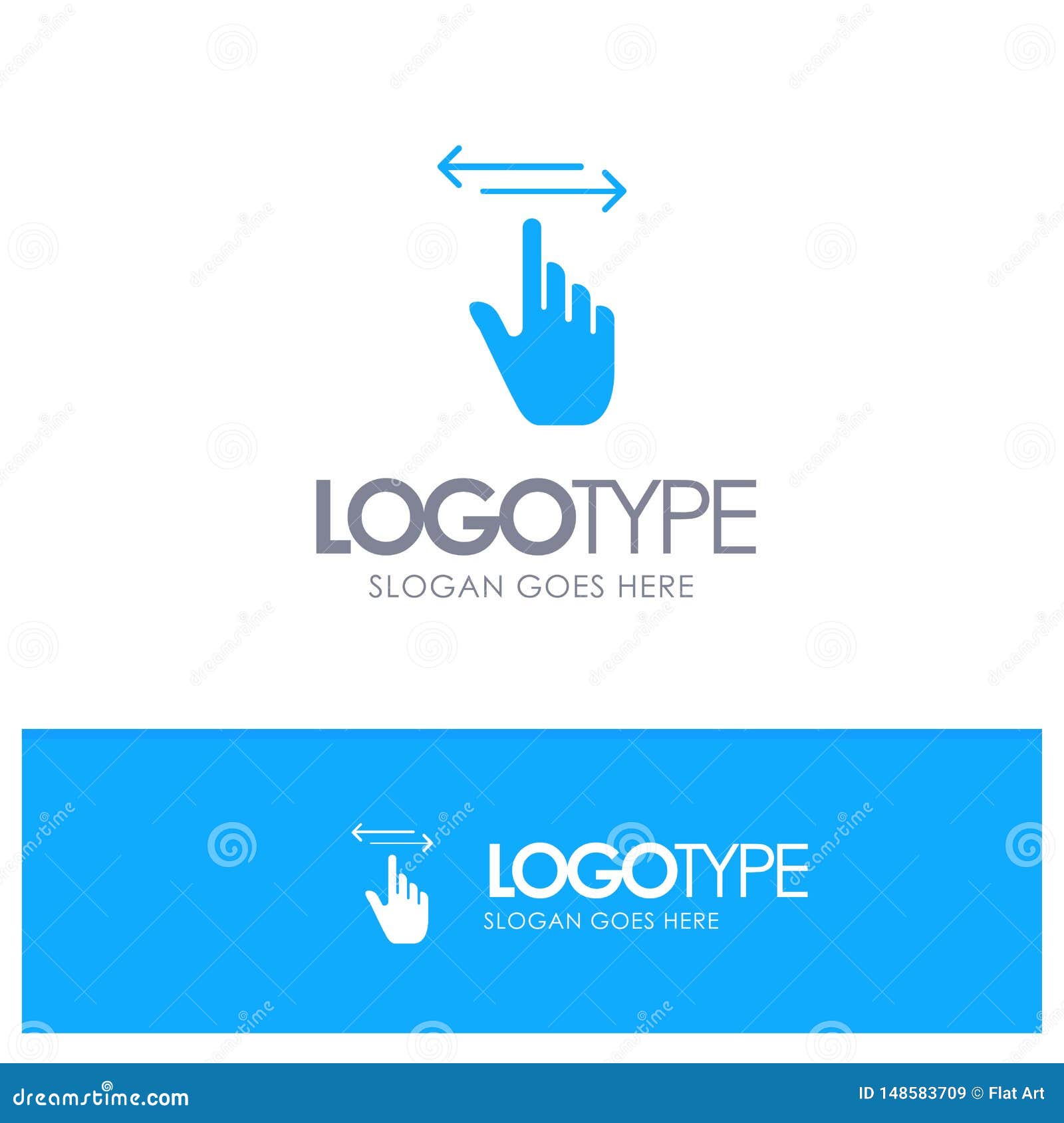 Finger, Gestures, Hand, Left, Right Blue Solid Logo with Place for ...