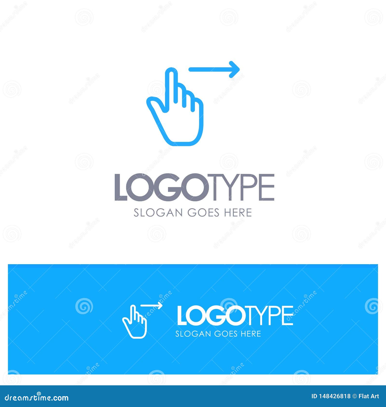 Finger, Gestures, Right, Slide, Swipe Blue Outline Logo Place for ... Finger, Gestures, Right, Slide, Swipe Blue Outline Logo Place for ...