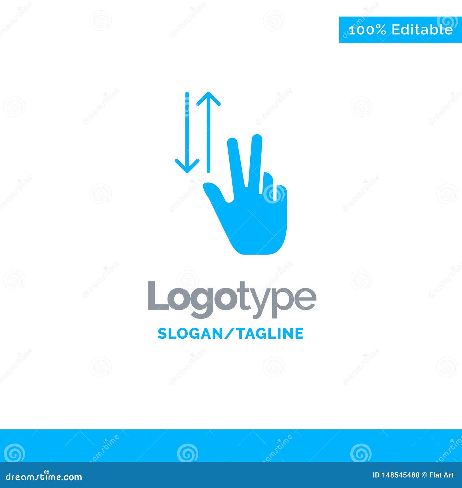 Finger, Gestures, Two, Up, Down Blue Solid Logo Template. Place for ...