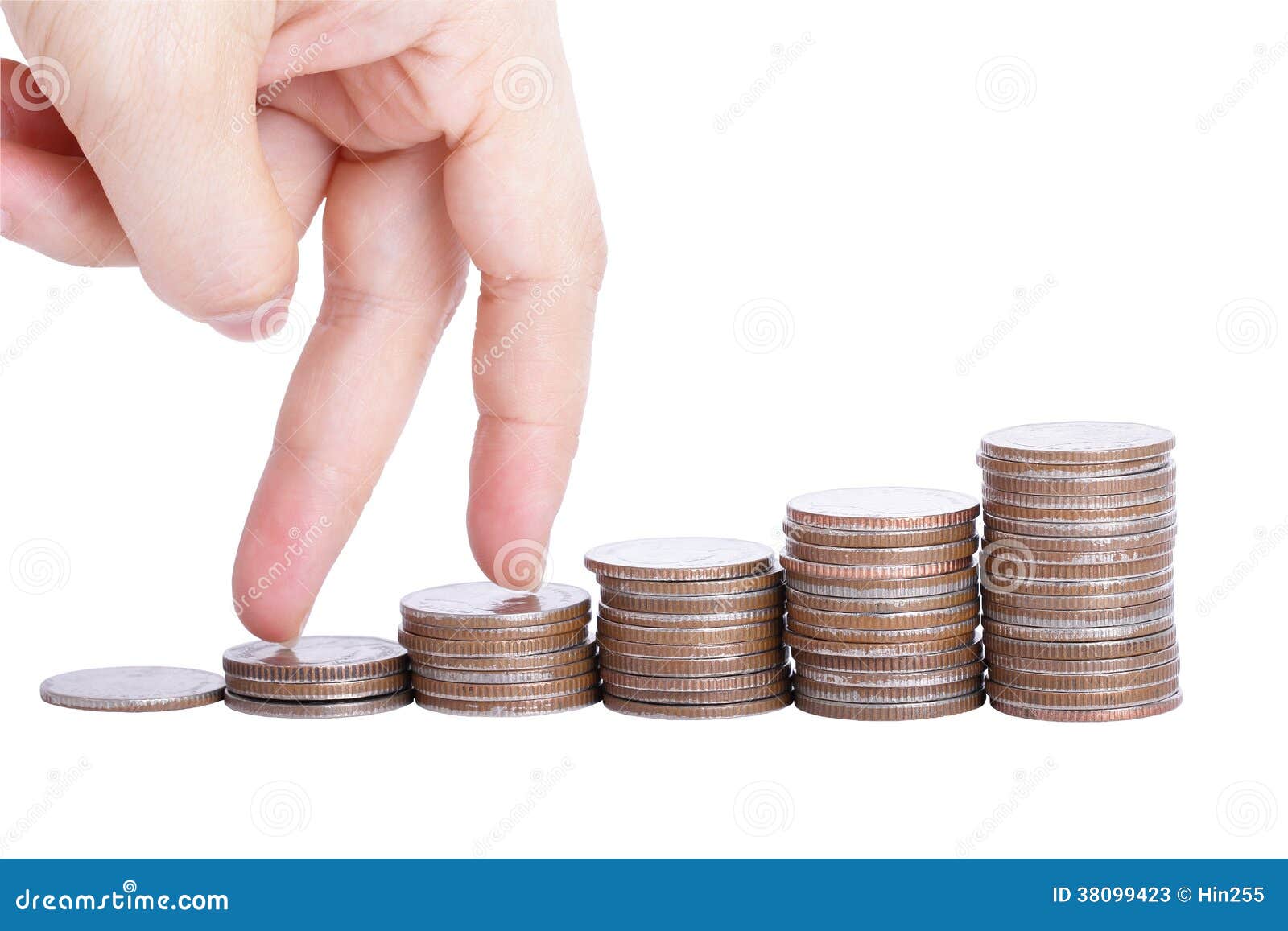 Finger Go Up To the Top of Stack Coin with Clipping Path Stock Image ...