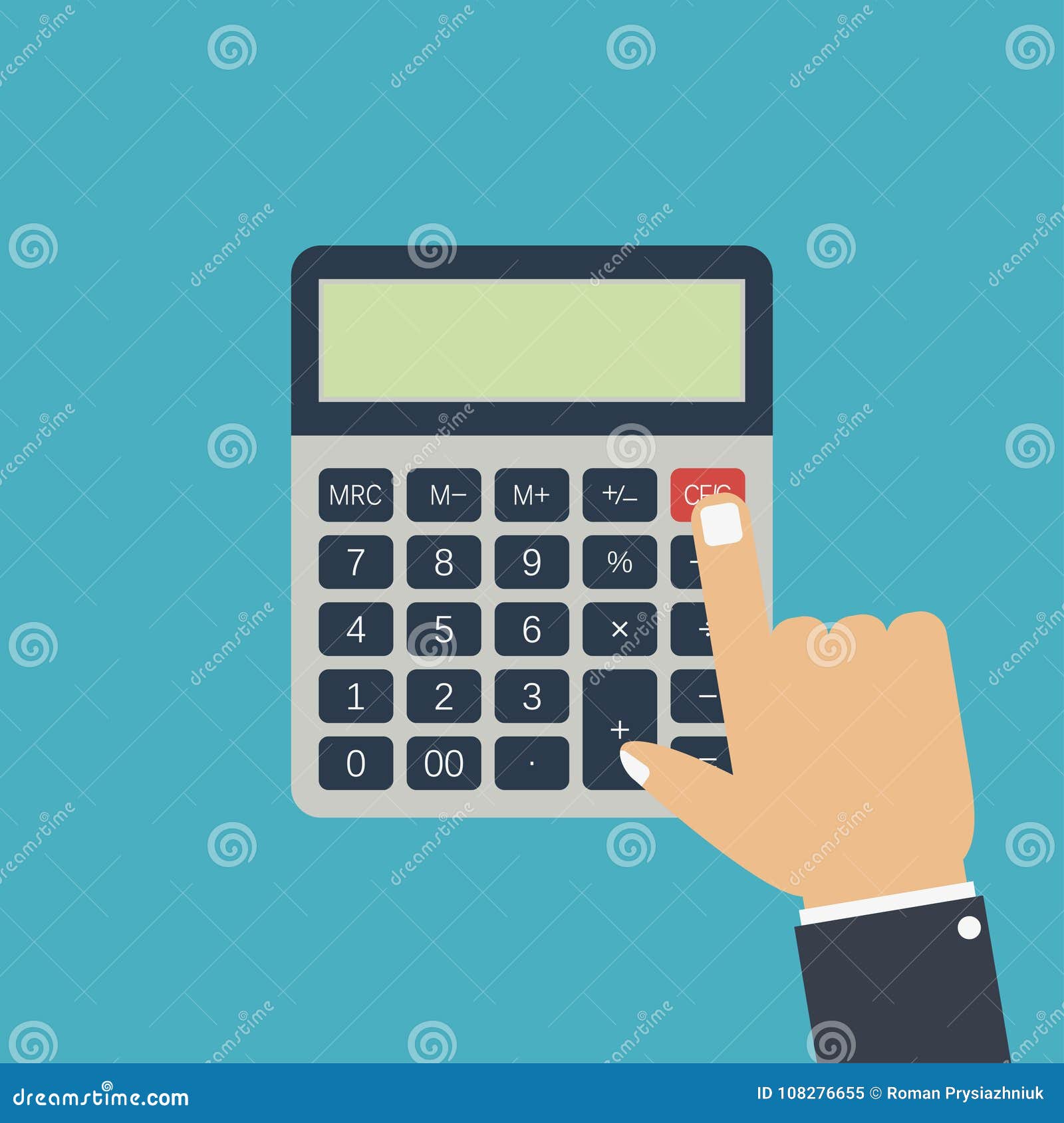 Finger of Hand Presses the Calculators Button. Concept of Calculate ...