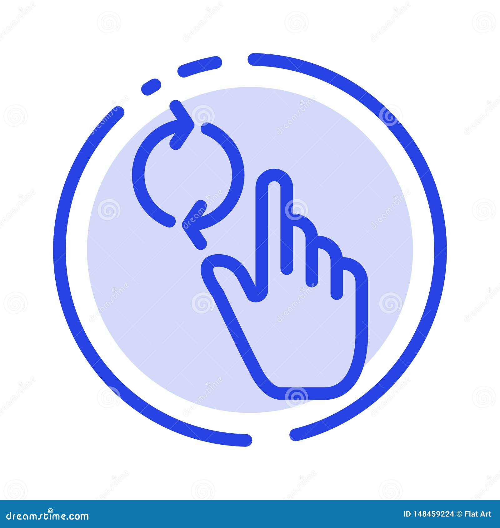 Finger, Hand, Refresh, Gesture Blue Dotted Line Line Icon Stock Vector ...