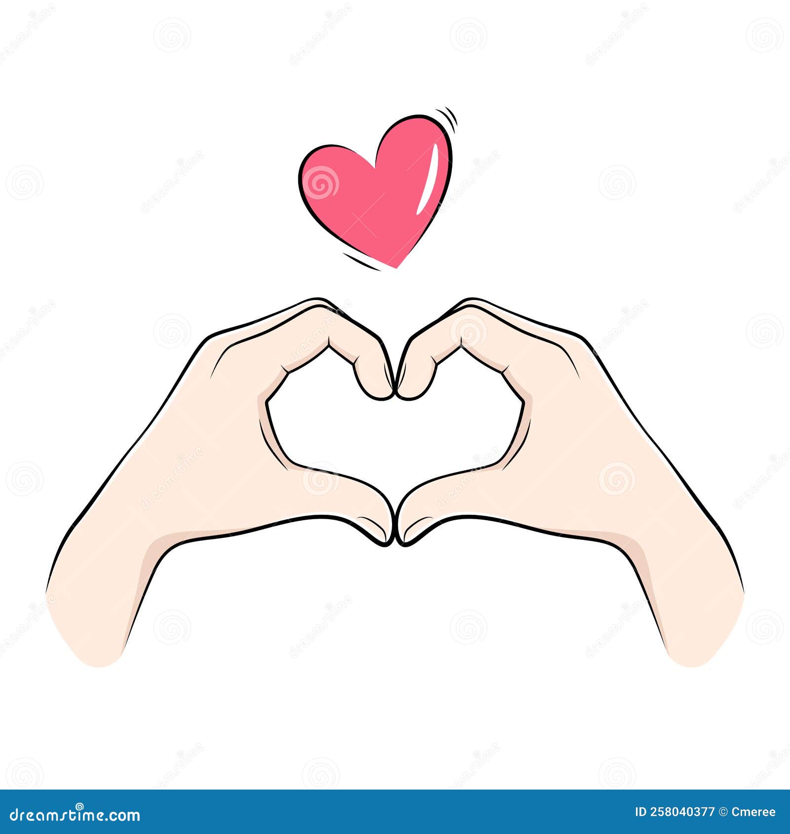 Finger Heart Love Hand Sign Stock Vector Illustration Of Comic Love